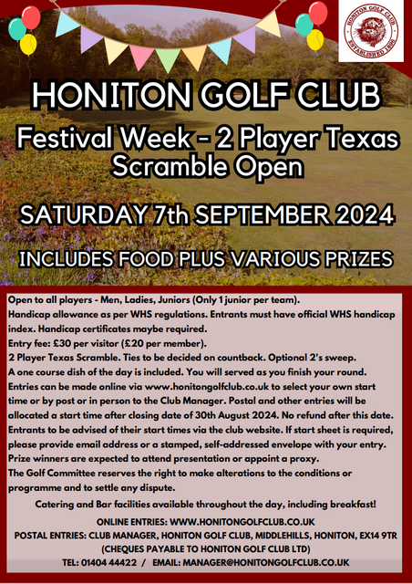 FESTIVAL WEEK - 2 Player Texas Scramble Open - Competition Details